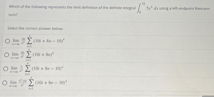 Solved Which of the following represents the limit | Chegg.com