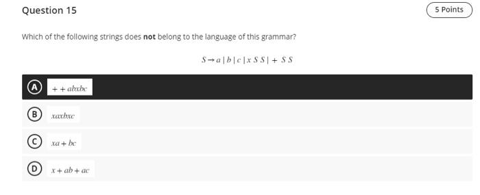 Solved Which of the following strings does not belong to the | Chegg.com