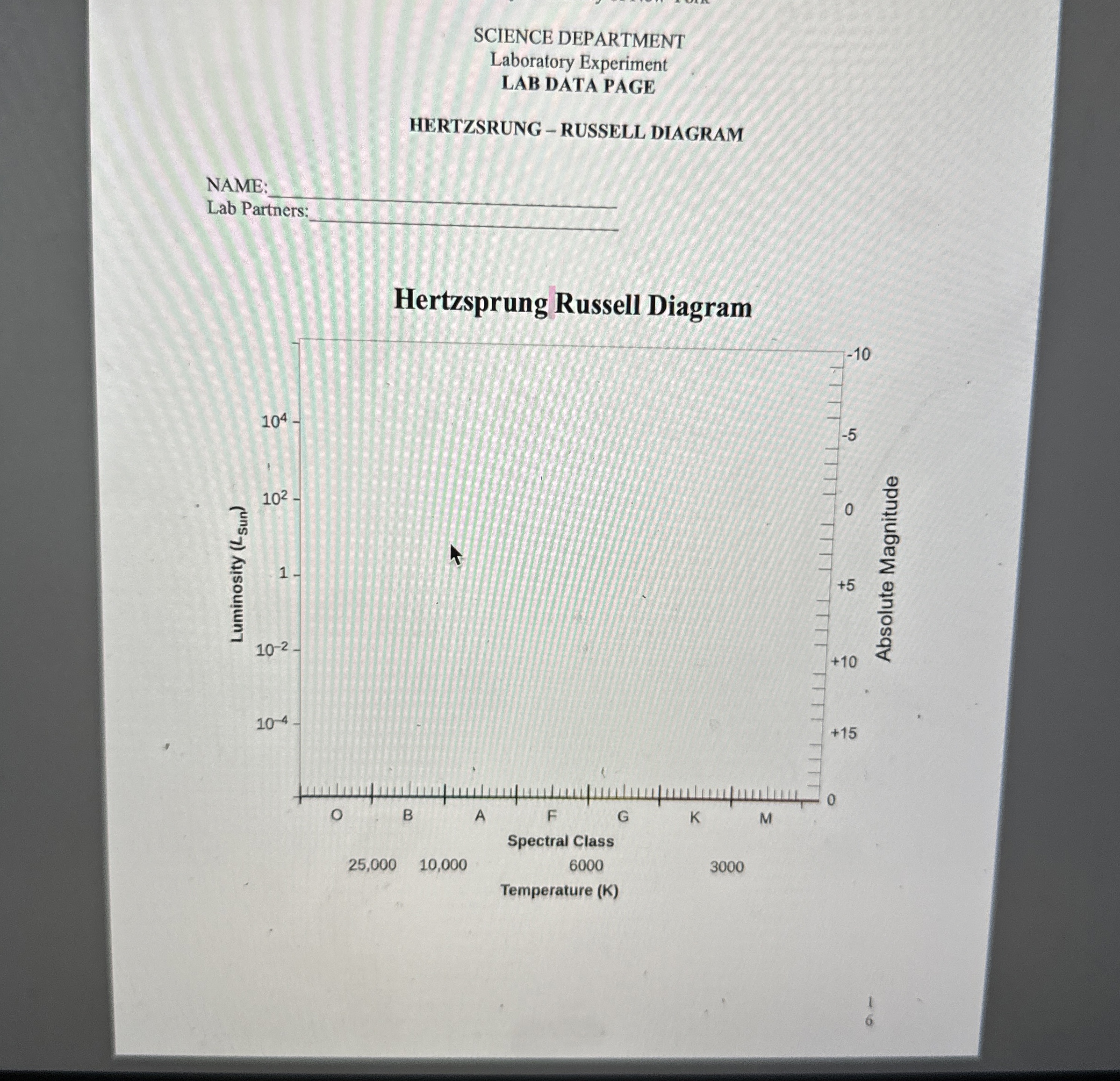 SCIENCE DEPARTMENTLaboratory ExperimentLAB DATA | Chegg.com