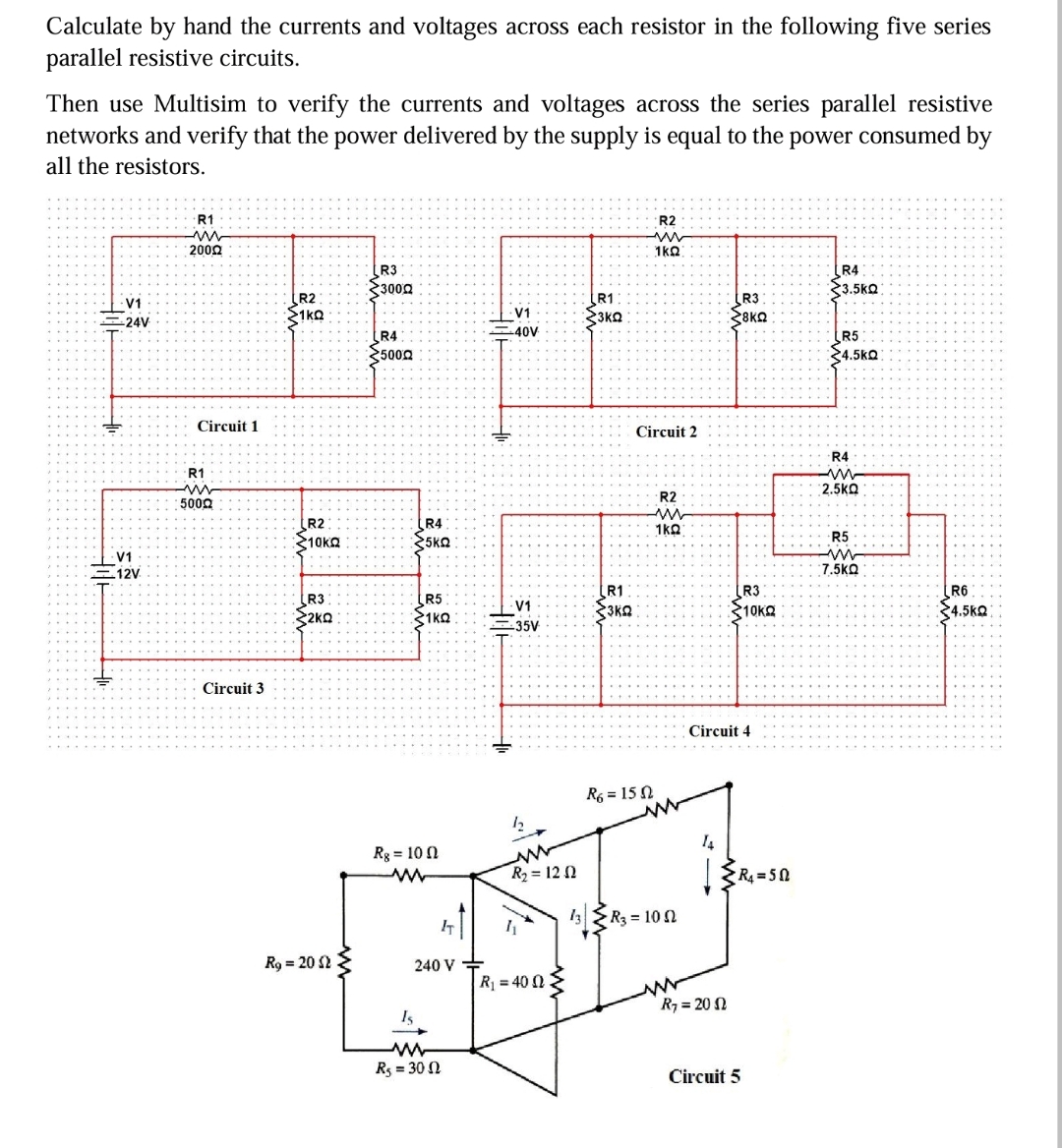 Calculate by hand the currents and voltages across | Chegg.com