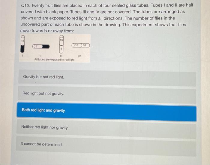 Solved Q16. Twenty fruit flies are placed in each of four | Chegg.com