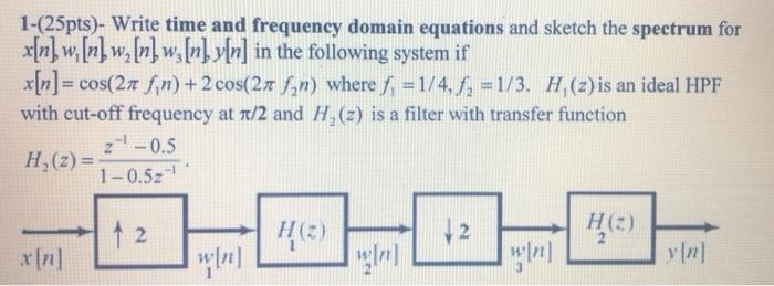Solved 1-(25pts)- Write time and frequency domain equations | Chegg.com