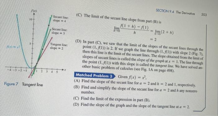 Solved (C) The limit of the secant line slope from part (B) | Chegg.com