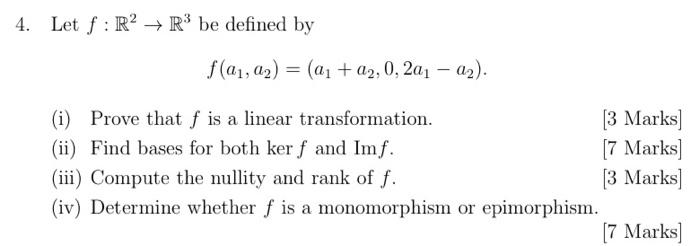 Solved 4 Let F R2→r3 Be Defined By