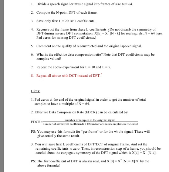 1. Divide a speech signal or music signal into frames | Chegg.com