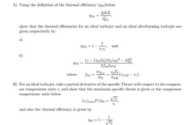 Solved A) ﻿Using the definition of the thermal efficiency | Chegg.com