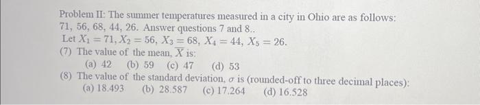 Solved Problem I: The winter temperatures measured in a city | Chegg.com