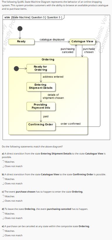 Solved The following SysML State Machine Diagram represents | Chegg.com