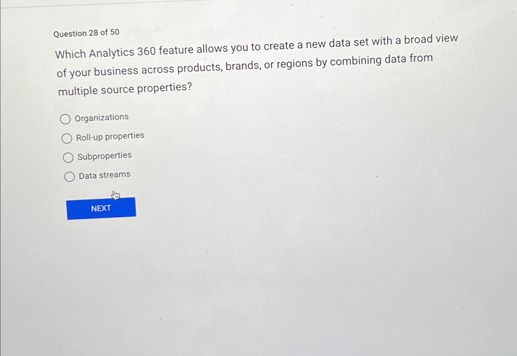 Solved Question 28 ﻿of 50Which Analytics 360 ﻿feature allows | Chegg.com
