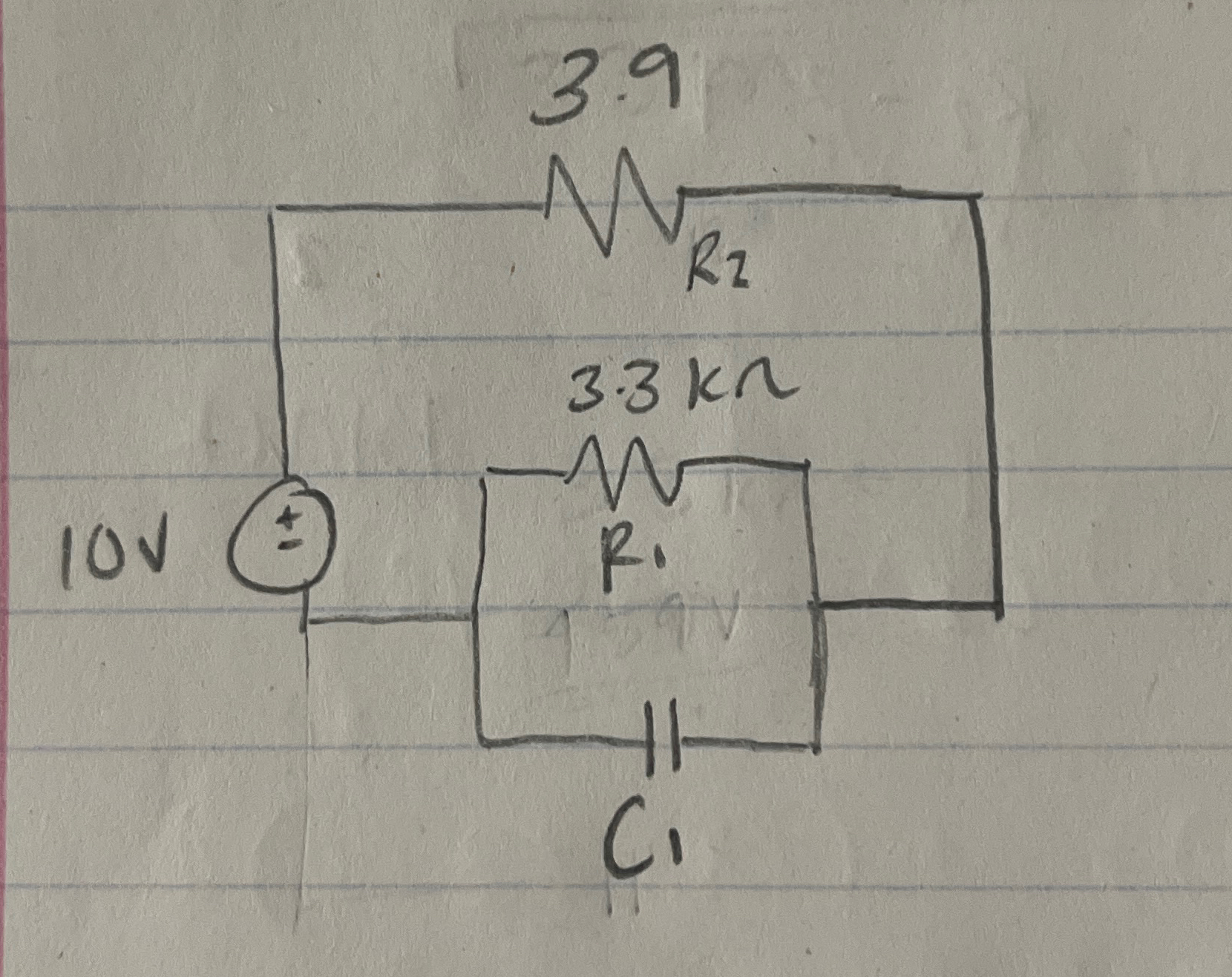 If I am given R1=3.3 ﻿kohm, R2=3.9 ﻿kohm, V=10v, ﻿and | Chegg.com
