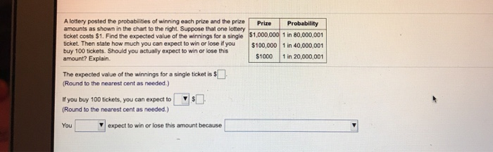 Solved A lottery posted the probabilities of winning each | Chegg.com