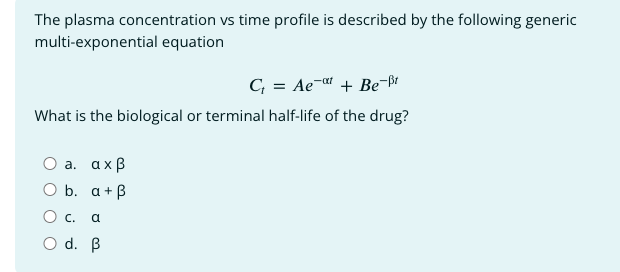 Solved The plasma concentration vs time profile is described | Chegg.com