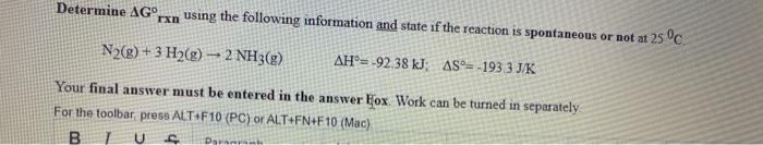 Solved Determine AG rxn using the following information and | Chegg.com