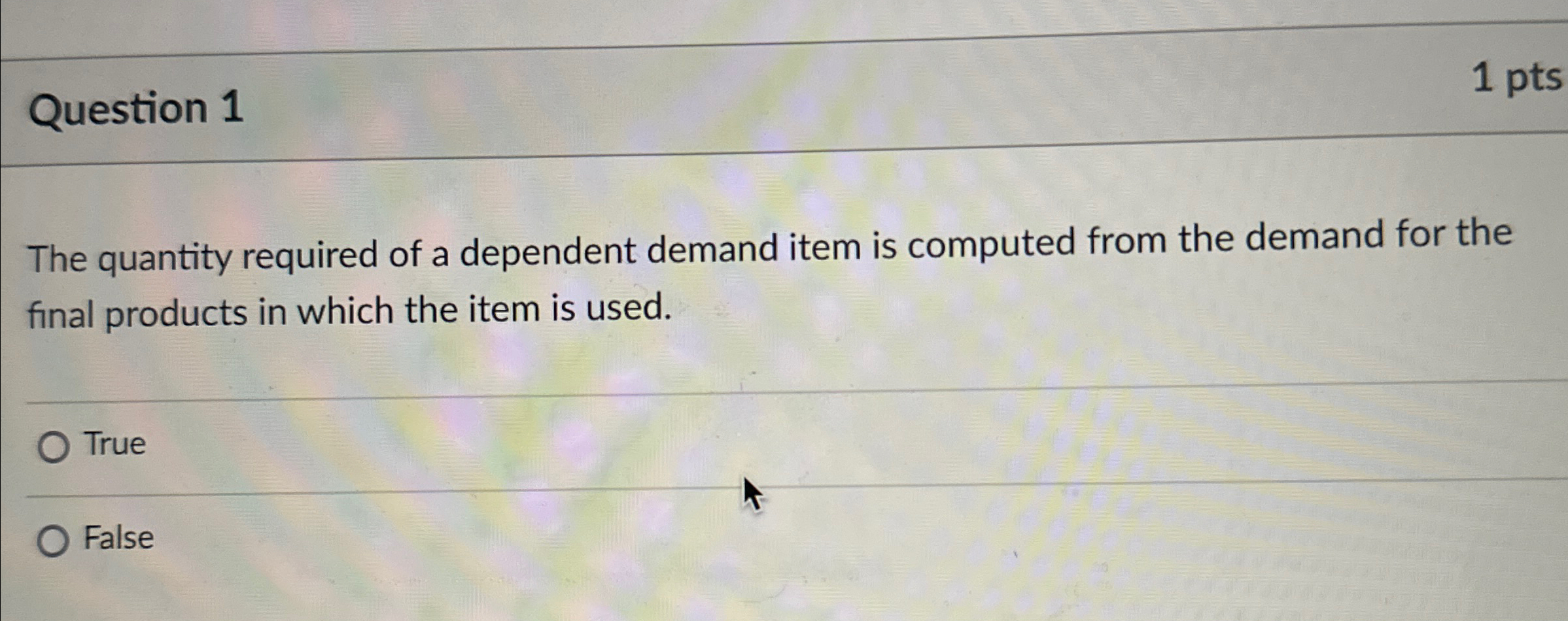 Solved Question 11 ﻿ptsThe quantity required of a dependent | Chegg.com
