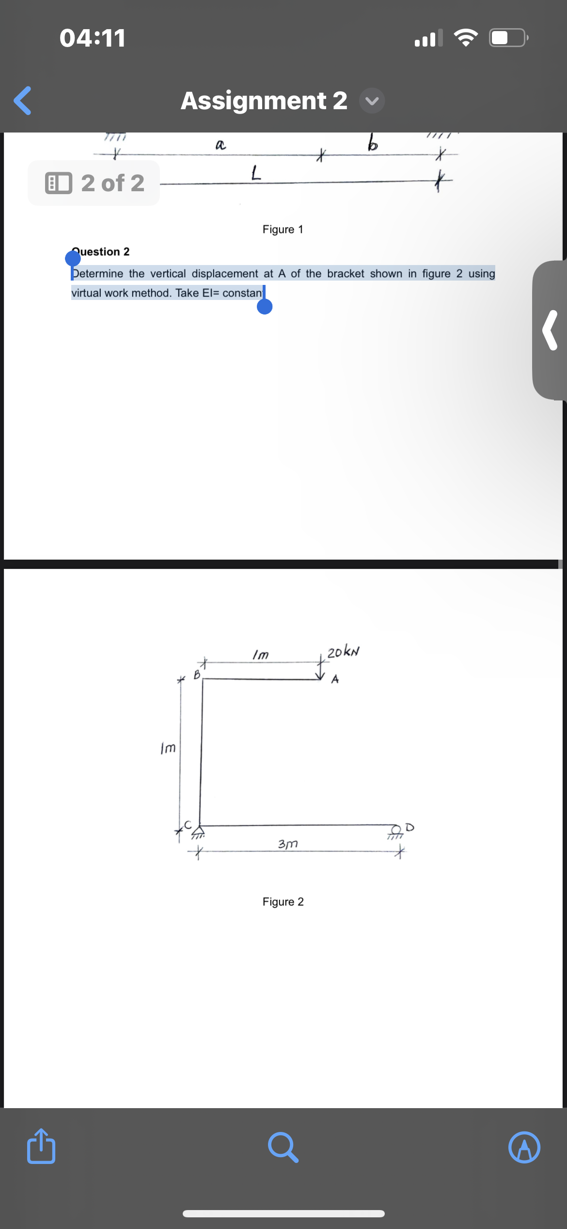 Solved Figure 1Question 2Petermine the vertical displacement | Chegg.com