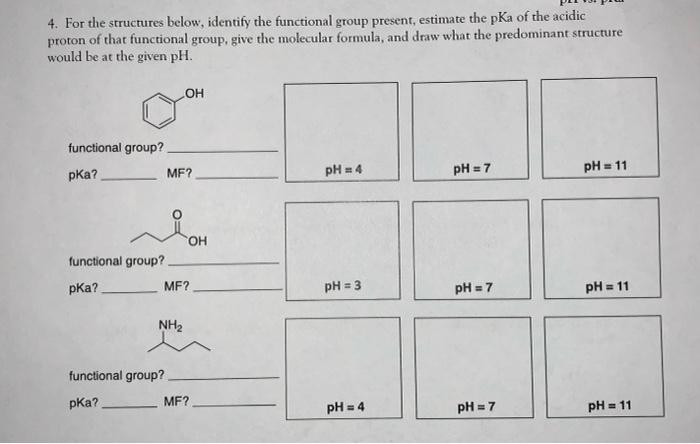 Solved 4. For the structures below, identify the functional | Chegg.com