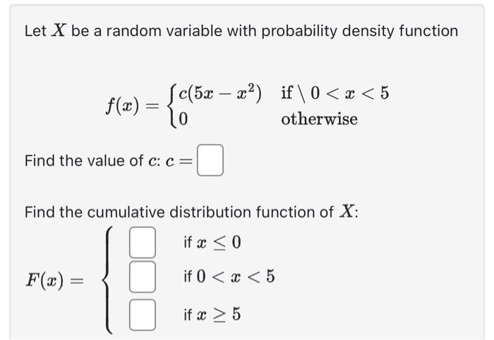 Solved The following density function describes a random | Chegg.com