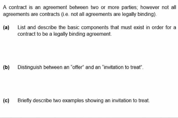 Solved A contract is an agreement between two or more | Chegg.com