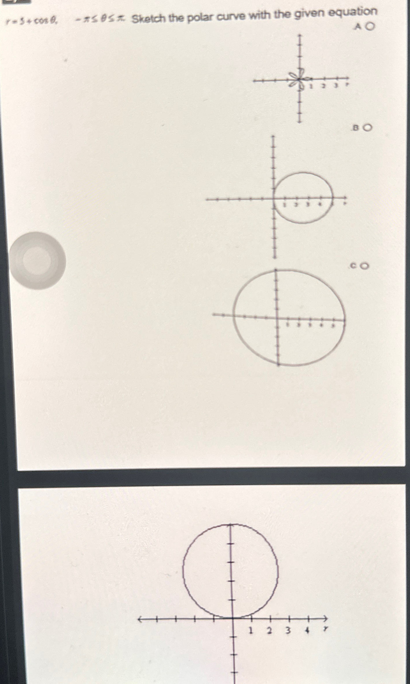 Solved r=5+cosθ,-π≤θ≤π. ﻿Sketch the polar curve with the | Chegg.com