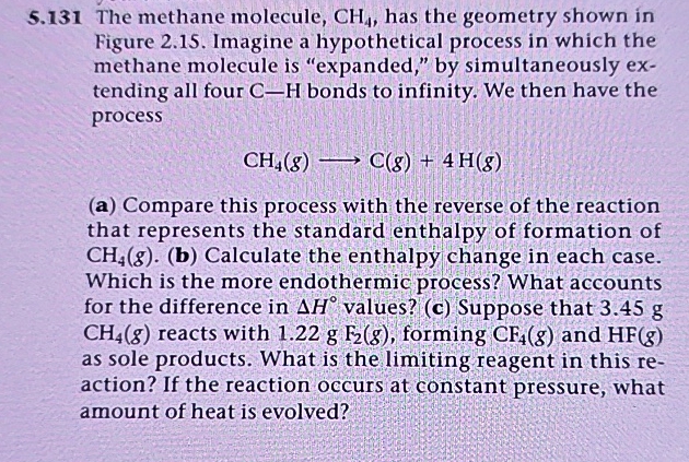 Solved 5.131 ﻿The methane molecule, CH4, ﻿has the geometry | Chegg.com
