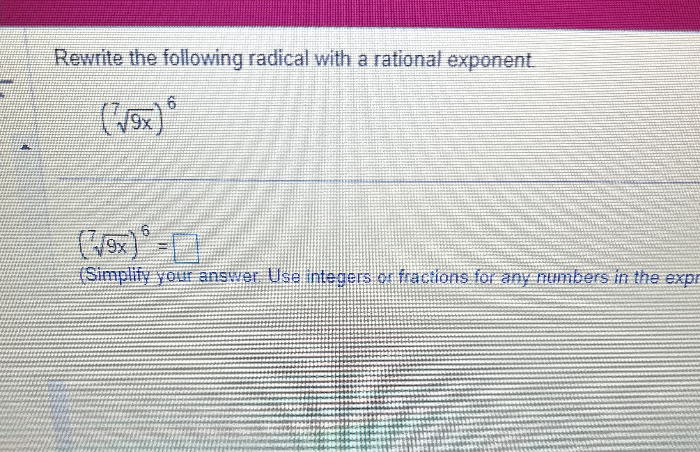 Solved Rewrite the following radical with a rational | Chegg.com