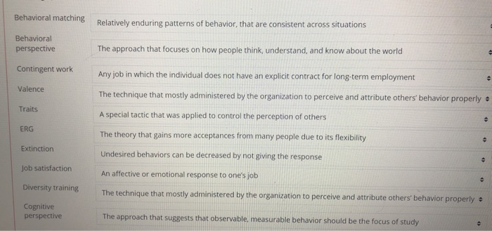 Solved Behavioral matching Relatively enduring patterns of | Chegg.com