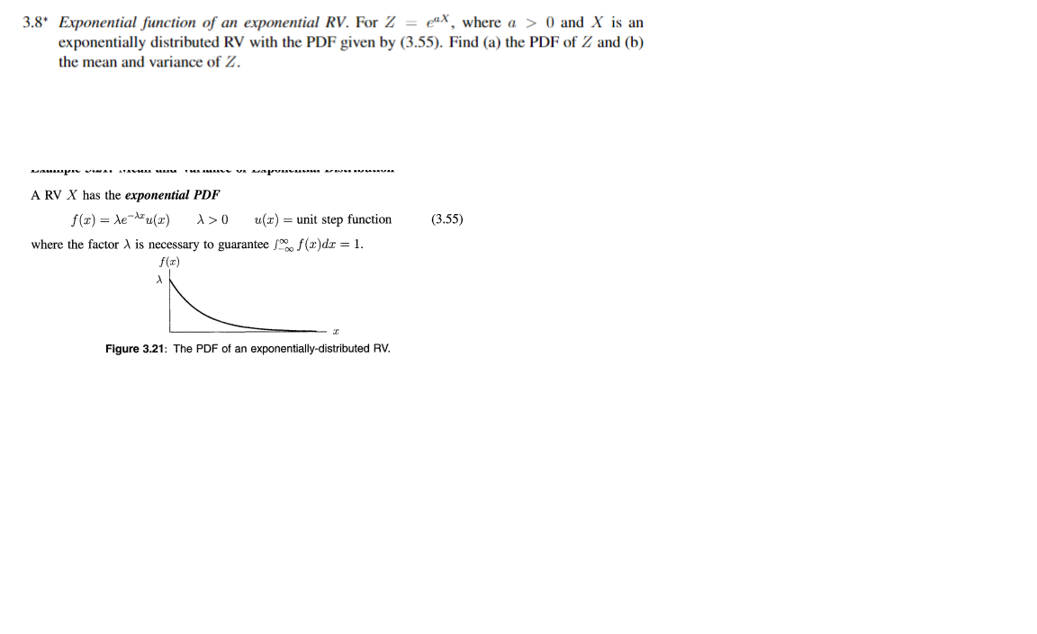 Solved 3.8** ﻿Exponential function of an exponential RV. | Chegg.com