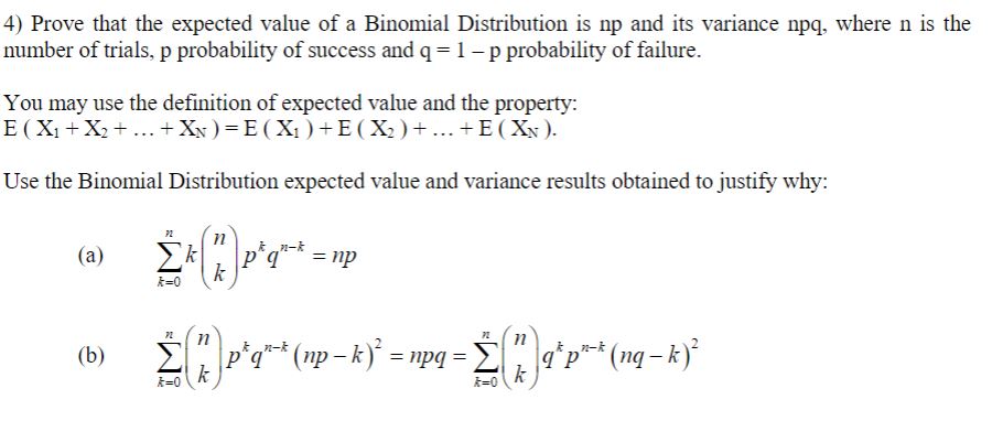 Solved Prove that the expected value of a Binomial | Chegg.com