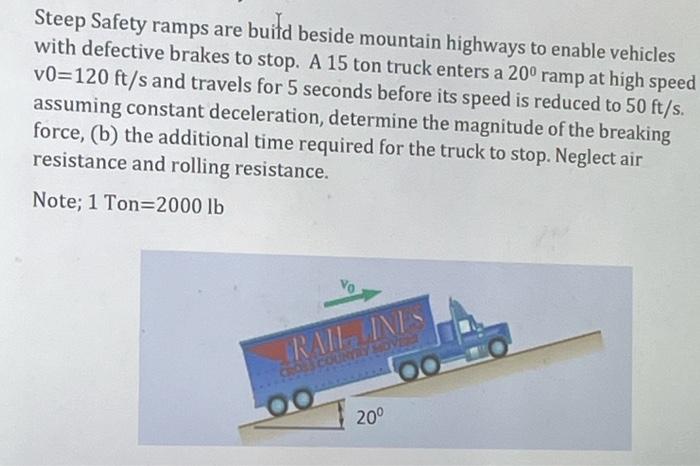 Solved Steep Safety ramps are buifd beside mountain highways | Chegg.com