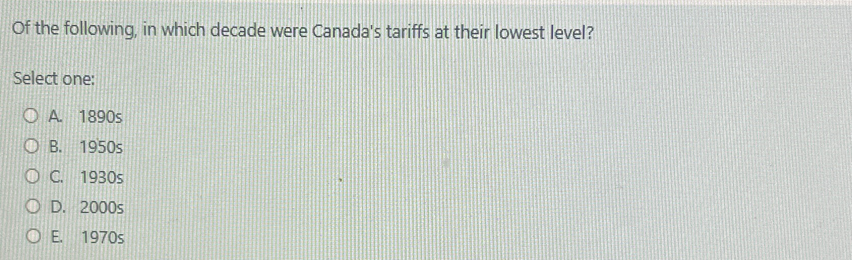 Solved Of the following, in which decade were Canada's | Chegg.com