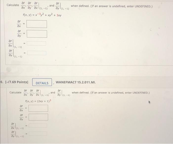 Solved Calculate when defined. (If an answer is undefined, | Chegg.com