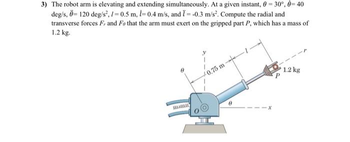 Solved The robot arm is elevating and extending | Chegg.com