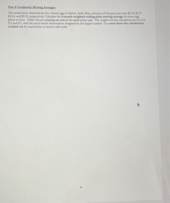 Solved Part 4 Continued: Moving Averages The actual price | Chegg.com