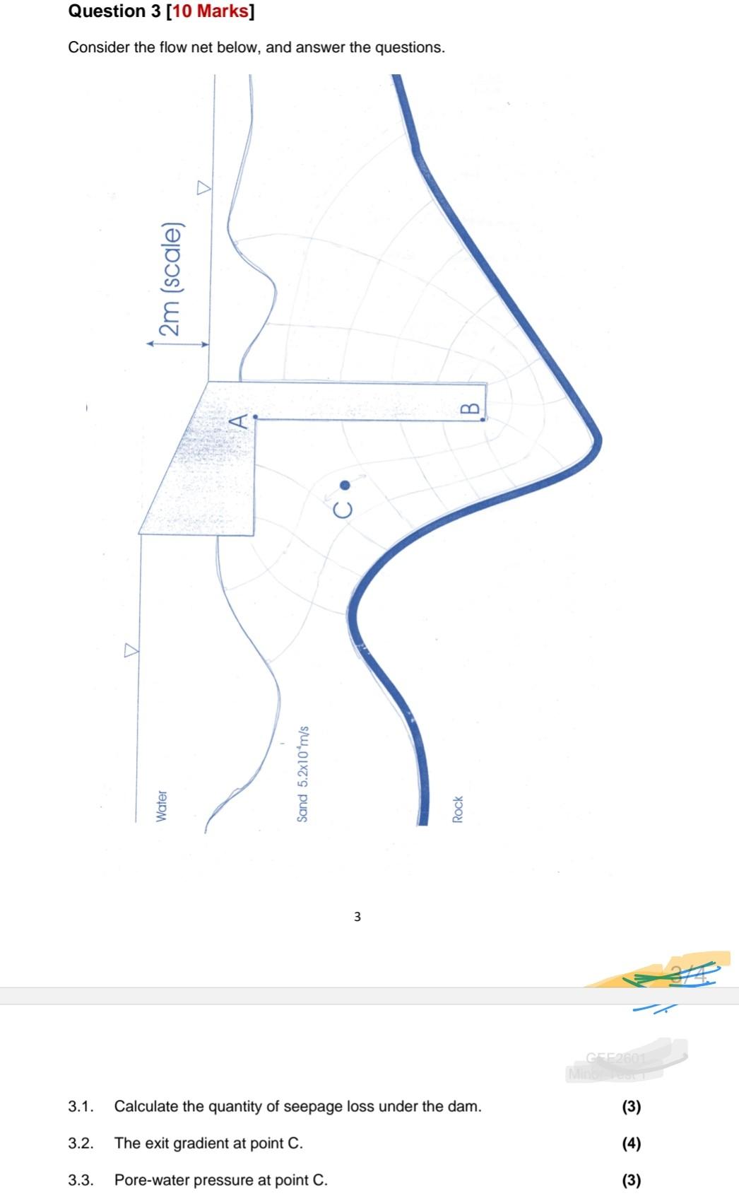 Solved 3.1. Calculate the quantity of seepage loss under the | Chegg.com