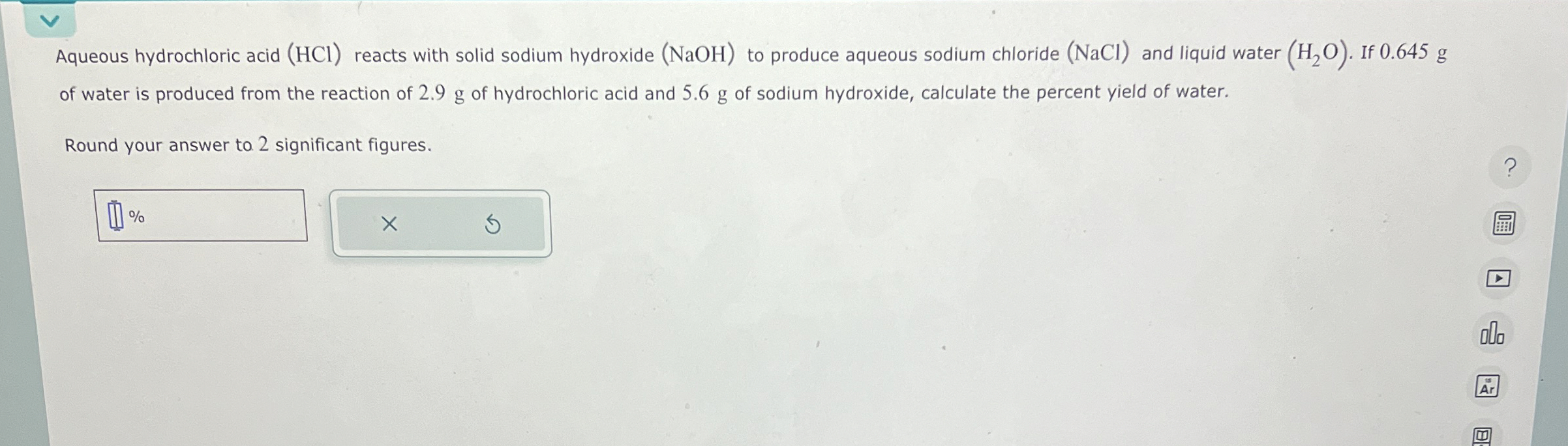 Aqueous hydrochloric acid (HCl) ﻿reacts with solid | Chegg.com