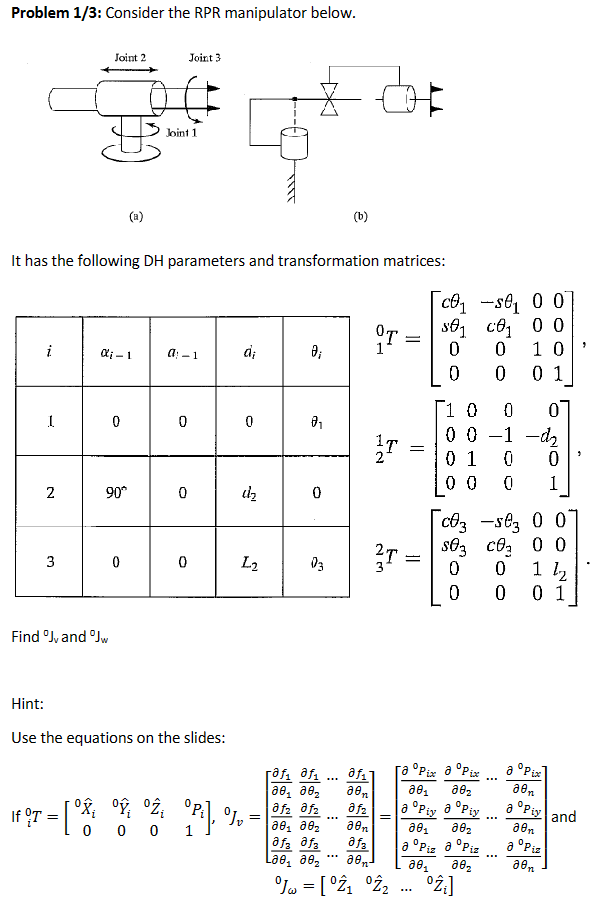 Solved Problem 1/3: Consider the RPR manipulator below.It | Chegg.com