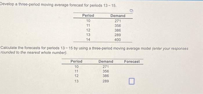 Solved Develop A Three Period Moving Average Forecast For