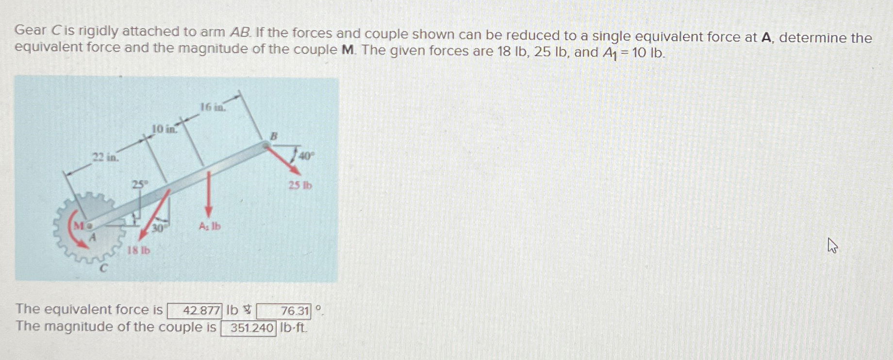 Solved Gear C ﻿is rigidly attached to arm AB. ﻿If the forces | Chegg.com