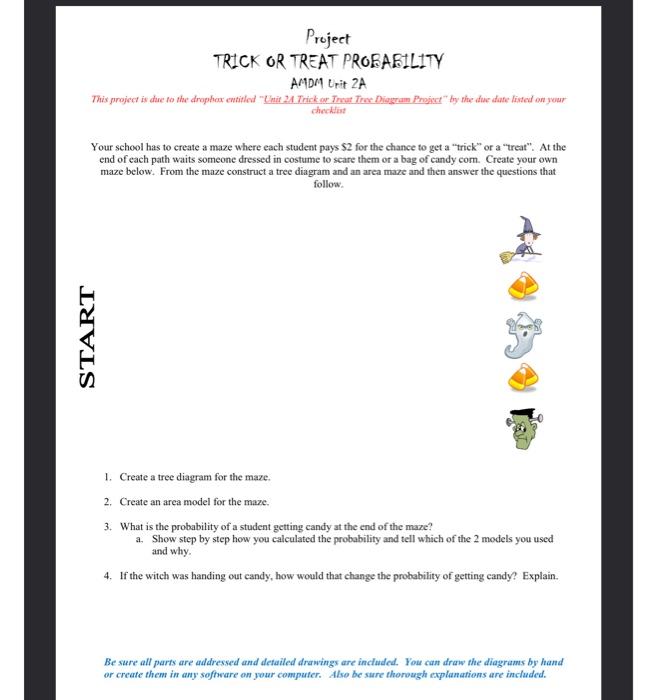 Solved Project TRICK OR TREAT PROBABILITY AMDM Drit 2A This | Chegg.com