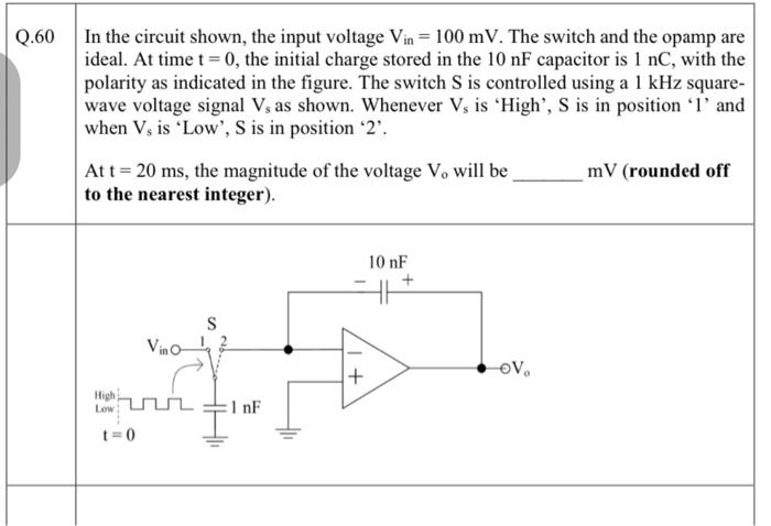 Solved In the circuit shown, the input voltage Vin =100mV. | Chegg.com
