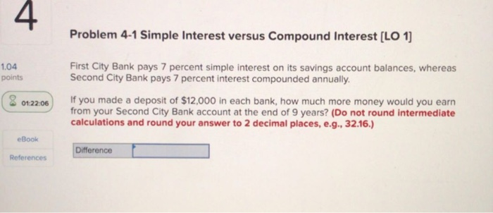 Solved Problem 4-1 Simple Interest versus Compound Interest | Chegg.com