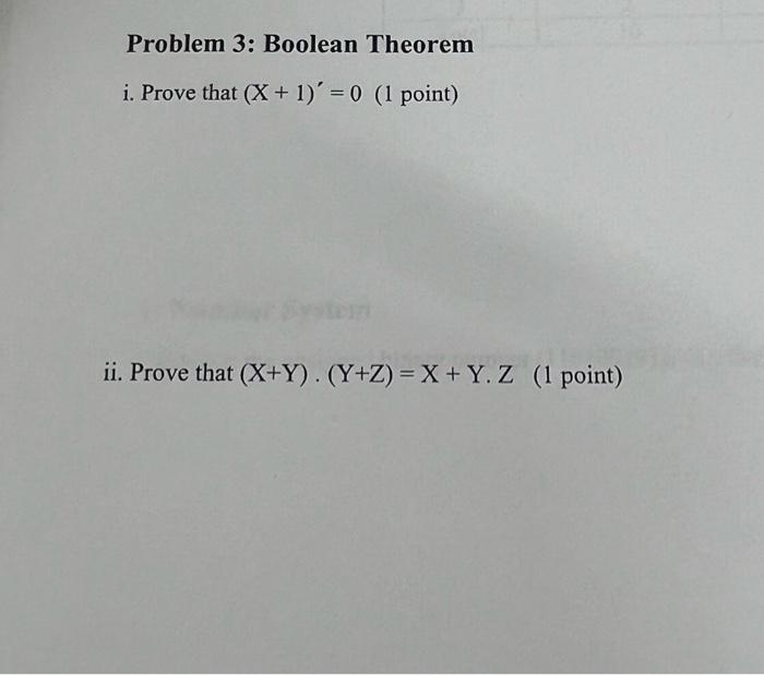 Solved Problem 3 Boolean Theorem I Prove That X 1 ′ 0 1