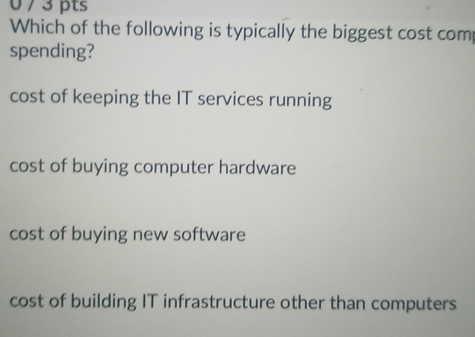 Solved Which of the following is typically the biggest cost | Chegg.com
