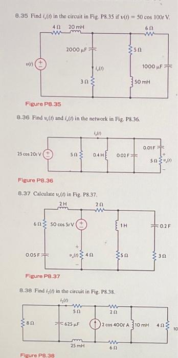 Solved 8.35 Find i0(t) in the circuit in Fig. P8.35 if | Chegg.com