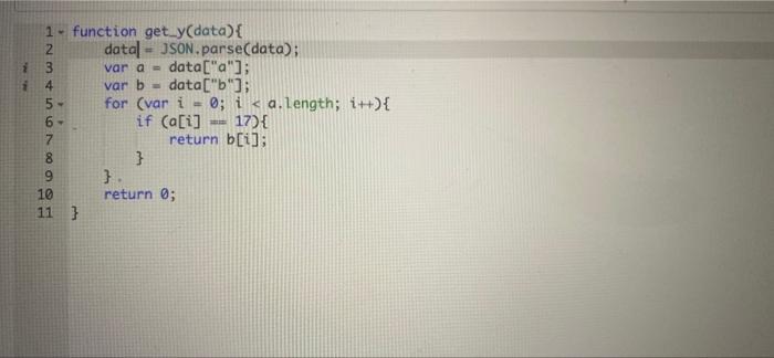 Solved 1. function get_y(data) { datal - JSON.parse(data); * | Chegg.com