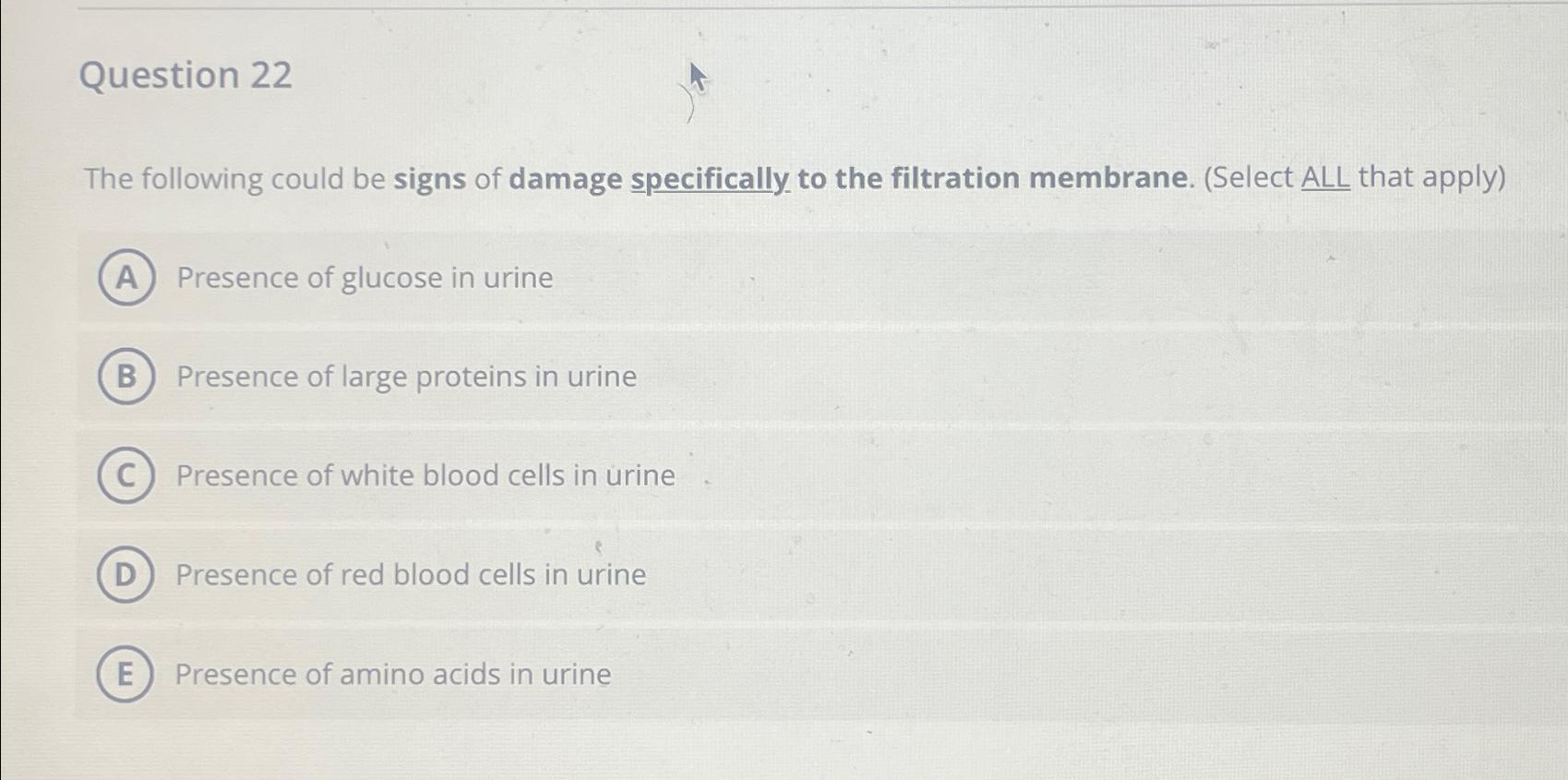 Solved Question 22The following could be signs of damage | Chegg.com