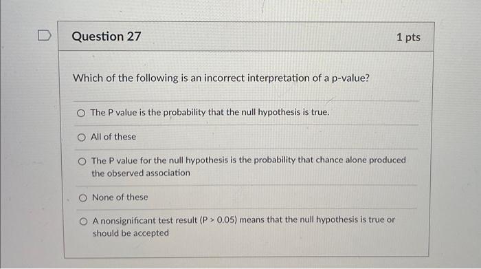 Solved Which of the following is an incorrect interpretation | Chegg.com