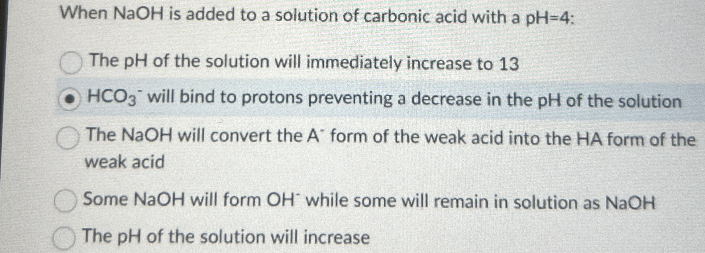 Solved When NaOH is added to a solution of carbonic acid | Chegg.com