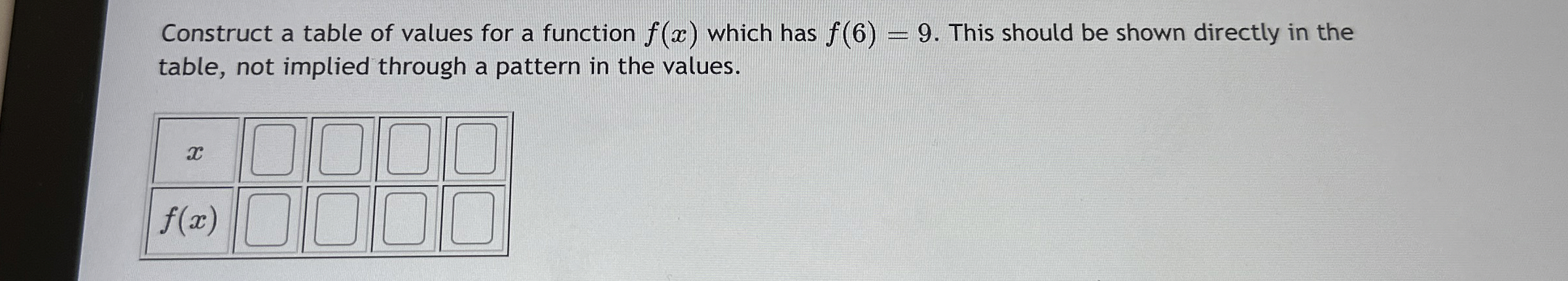 Solved Construct a table of values for a function f(x) | Chegg.com