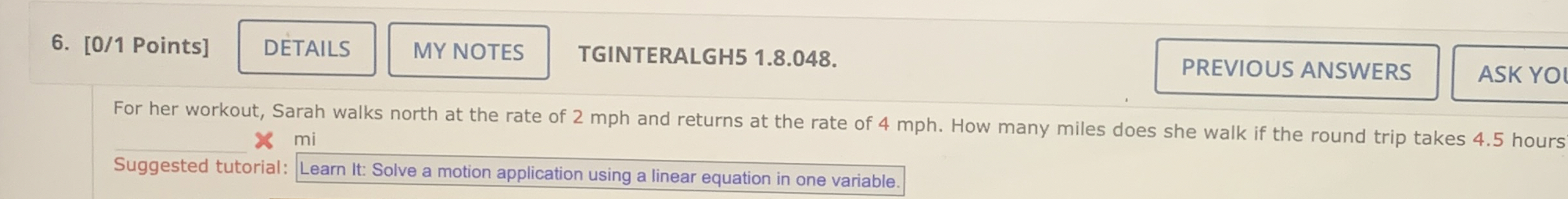 Solved For her workout, Sarah walks north at the rate of 2 | Chegg.com